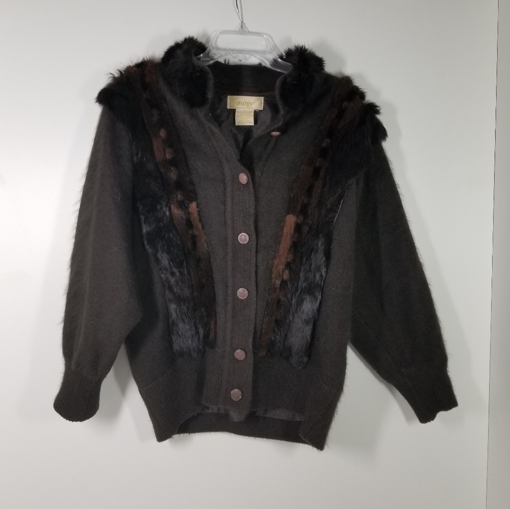 Vintage Imago Brown Angora Wool Cardigan Sweater - Gem